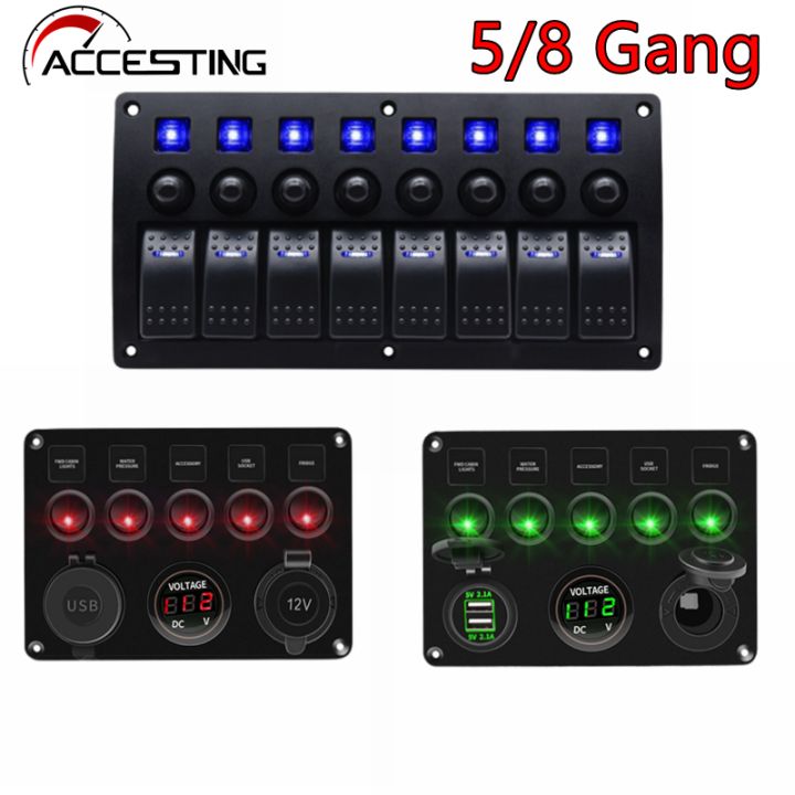5 Gang/8 Gang LED Rocker Switch Panel IP65 Waterproof Marine Switch ...
