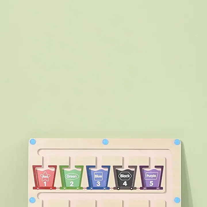 Wooden Magnetic Colour Sorting and Number Matching Maze Game Magnet ...