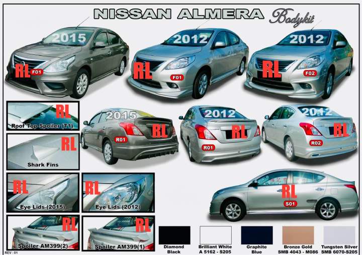 Nissan almera 2012 2013 2014 2015 2016 2017 2018 RL bodykit body kit ...