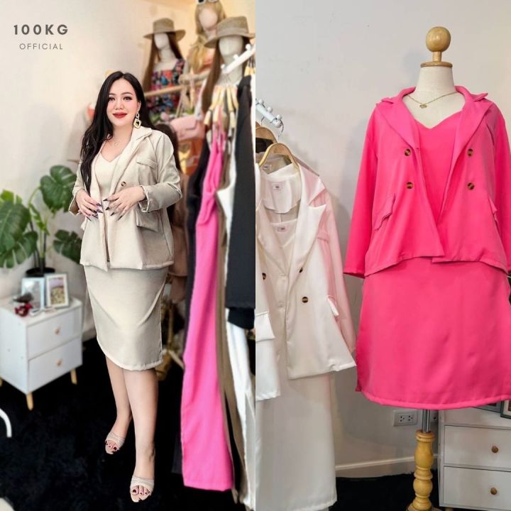 Plus size set สูท 2 ชิ้น รุ่น marium 100KG | Lazada.co.th