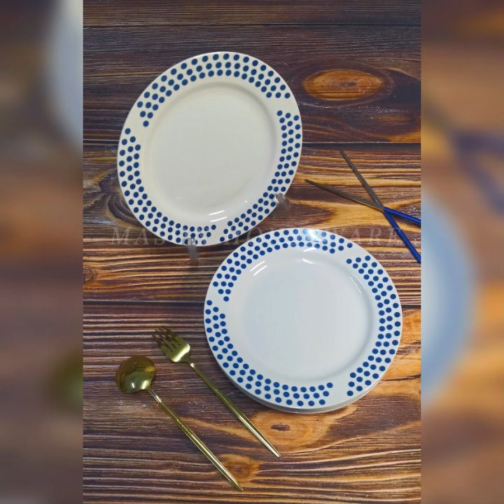 MASON Piring Keramik Porselen / Piring Ceper / Dinner Plate Motif Biru ...