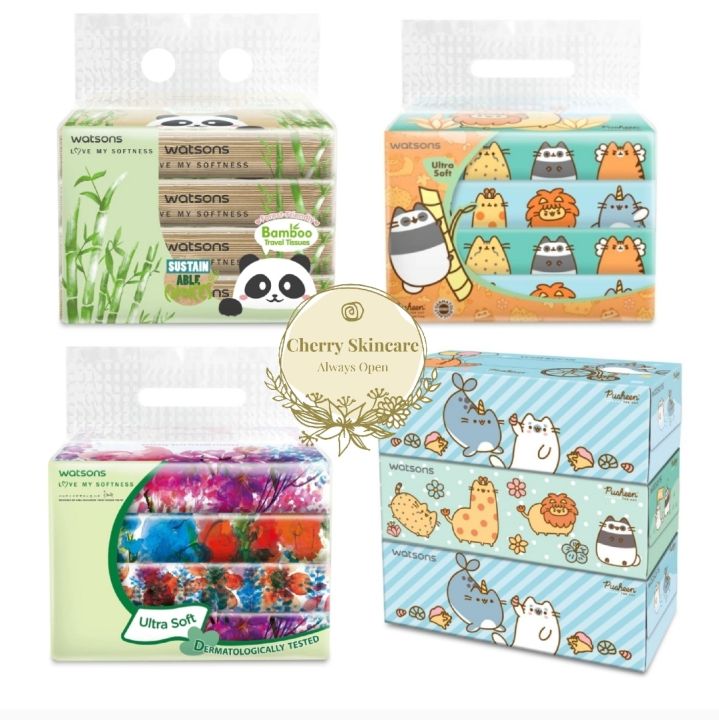 Watsons Bamboo Travel Tissues 3ply x 50s x 4 Pack | Lazada