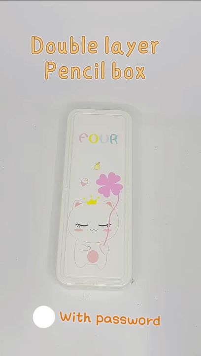 Plastic Pencil Case with Password/ Double layer pencil box/ Cute ...