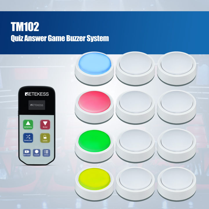 Retekess TM102 Quiz Answer System,Game Buzzer System,Lock Function,3 Response Modes,Remote ...