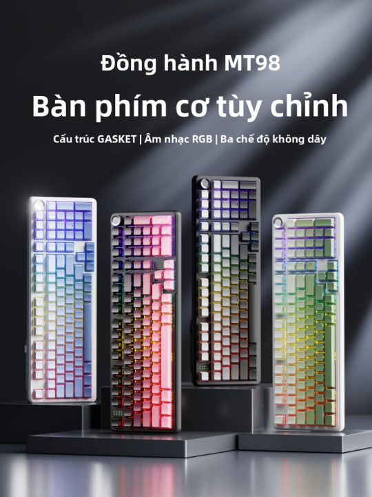 EWEADN | Bộ bàn phím cơ và chuột MT98, 3 chế độ, Layout 96% (98 phím), có Núm xoay, LED RGB ...