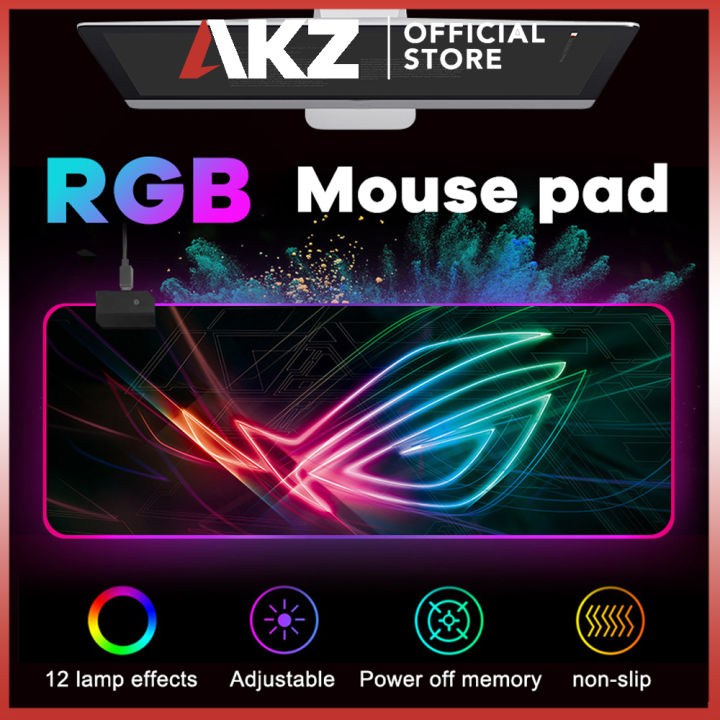 AKZ RGB Gaming Mouse Pad LED Mouse Pad Anti-Slip Rubber Base Computer ...