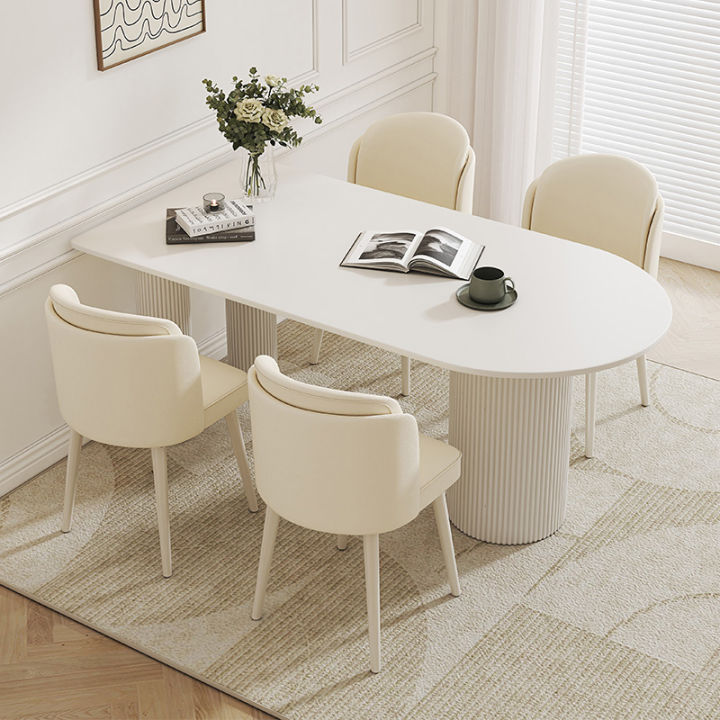 Cream Style Stone Plate Kitchen Island Dining Table Integrated Modern ...