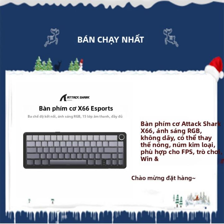 Bàn Phím Cơ Không Dây Attack Shark X66 RGB, Có Thể Thay Nóng, Núm Kim ...