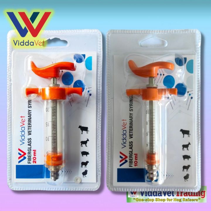 Viddavet 10 ml 20mL Orange fiberglass Syringe with Luer Lock for cattle ...
