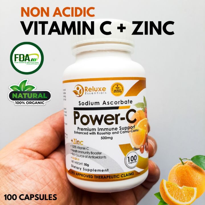 Power C Vitamin C Sodium Ascorbate with Zinc by Reluxe Essentials ...