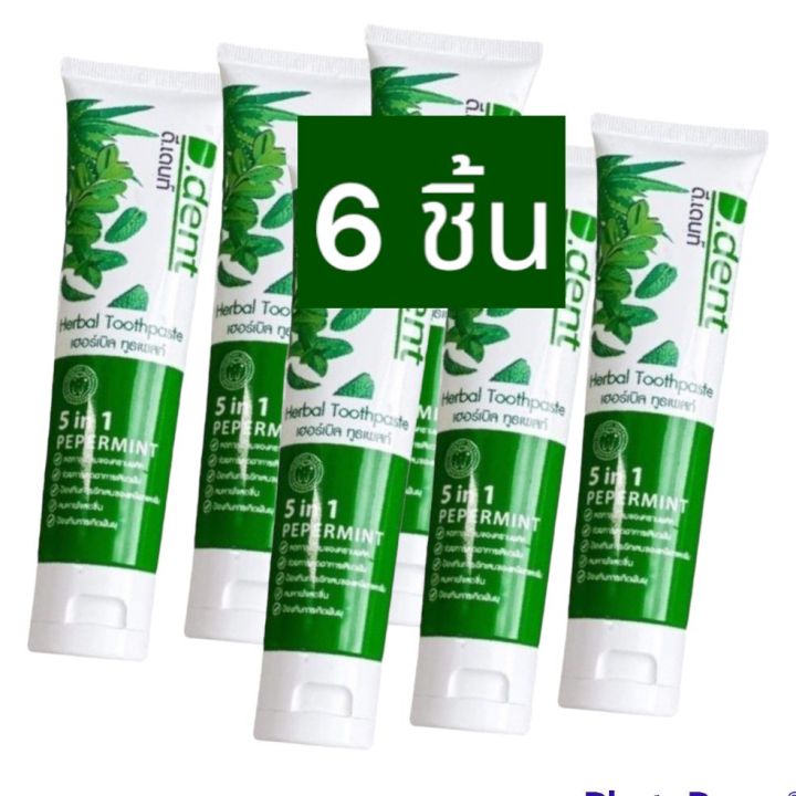 (6 หลอด * 100 กรัม) D Dent ยาสีฟันดีเด้นท์5in1 D.dent ยาสีฟันสมุนไพรของ ...