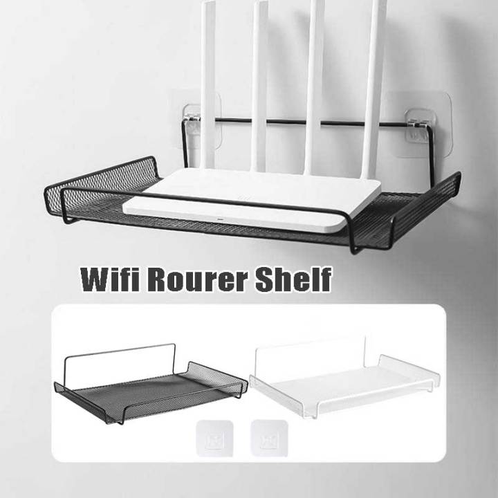 Wall Mounted Wifi Router Shelf Punching Free TV Set-Top Storage Rack ...