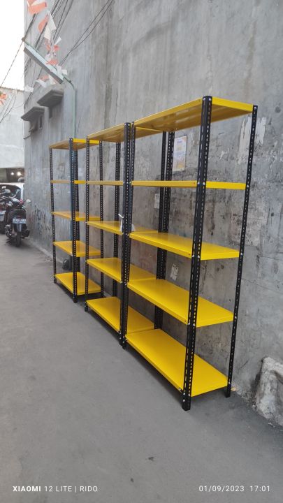 rak gudang besi kuning | Lazada Indonesia