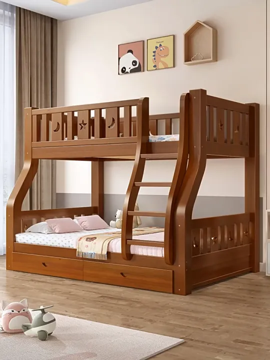 HDB Solid Wood Bed Large Load-Bearing Capacity Double Decker Bed ...