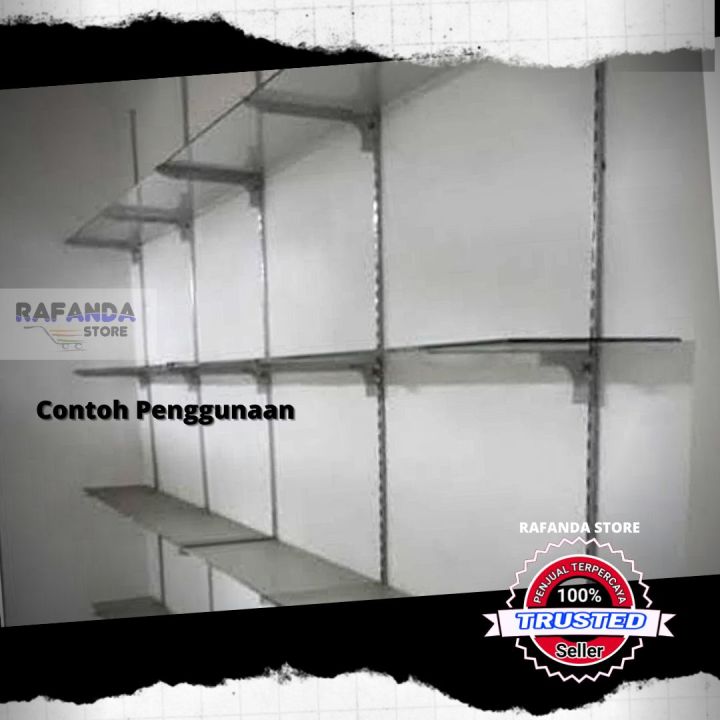 rel Panjang 60cm tiang rak braket untuk rangkaian rak kaca rak kayu ...