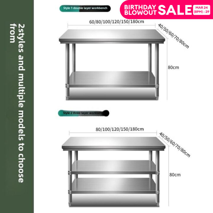 Double-Layer Three-Layer Stainless Steel Workbench Kitchen Commercial ...