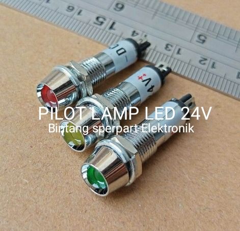 (1Buah) PILOT LAMP LED 24V BESI DRAT 8mm PILOT LAMP 24V LED BESI LAMPU ...