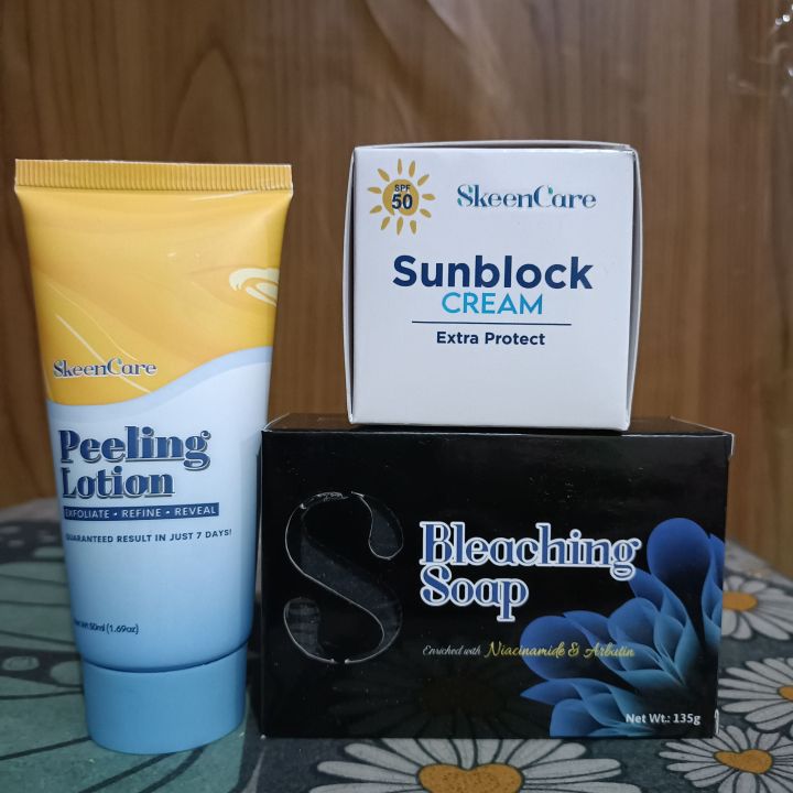 Trio Skeen Care Peeling Lotion Extra Strength+Skeen Care Sunblock Cream ...