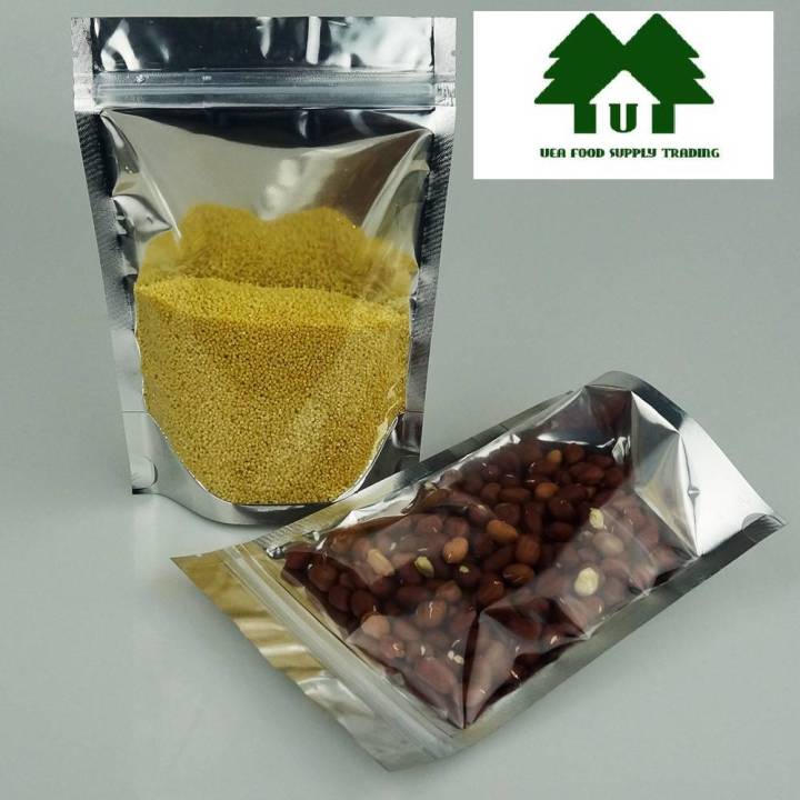 50-100 pcs Half Silver Aluminum Half Clear Stand Up Pouch with Zip Lock Packaging Ziplock ...