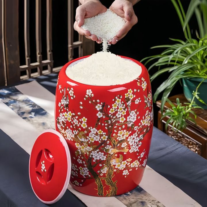 ceramic rice jar with cover 5kg/10kilos/15kg/25kilos rice storage ...