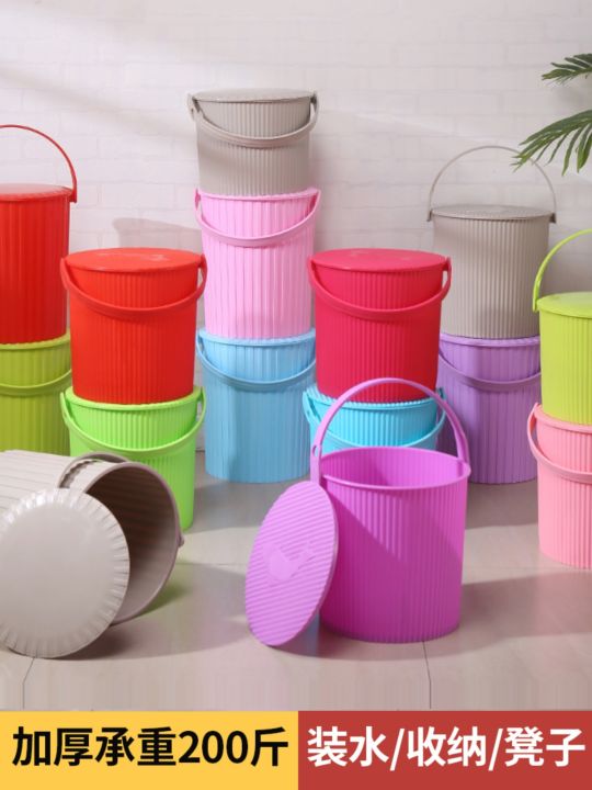 Bucket Stool Plastic Bucket with Lid Kindergarten Anji Bucket Bath Hand ...