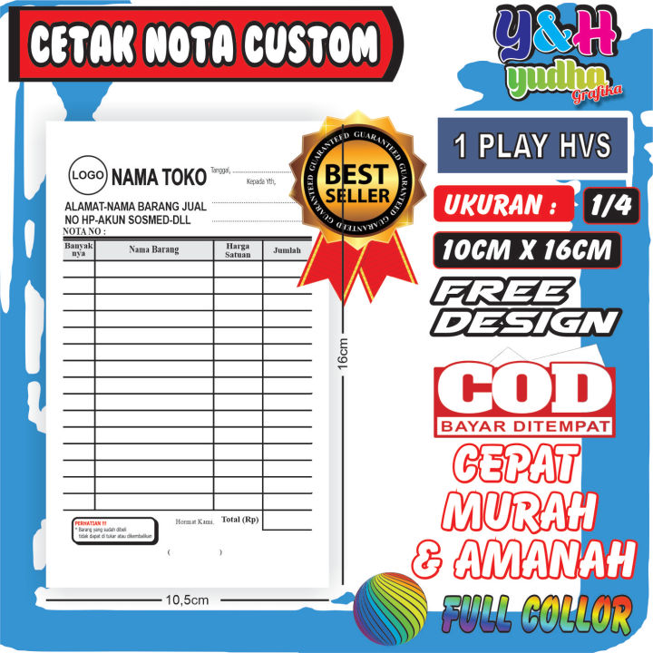 NOTA CUSTOM PAKETAN ISI 50 BUKU ( 1 BUKU ISI 50 LEMBAR TANPA RANGKAP ...