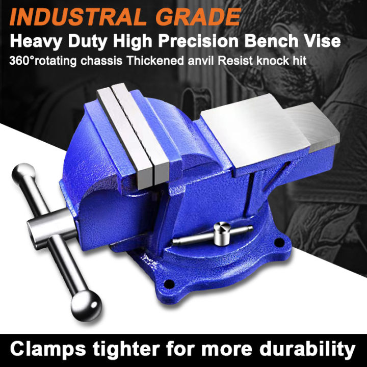 【High Quality】Heavy Duty Bench Vise 360° Swivel Base Vise Clamp Steel Bench Vise Heavy Duty ...
