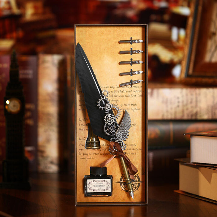 Lanxuan Stationery®One Set European retro feather pen gift box ...