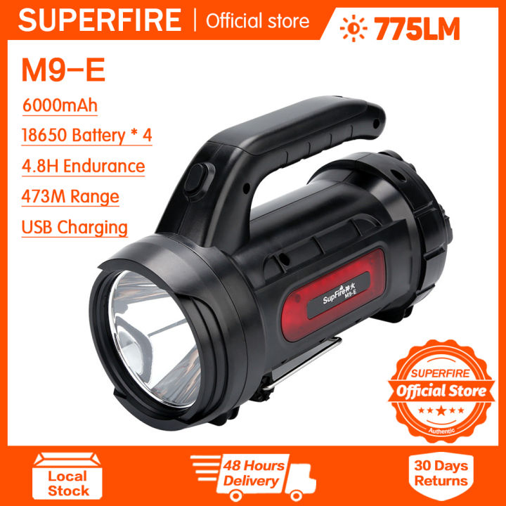 SUPERFIRE Flashlight M9-E multifunctional searchlight rechargeable ...