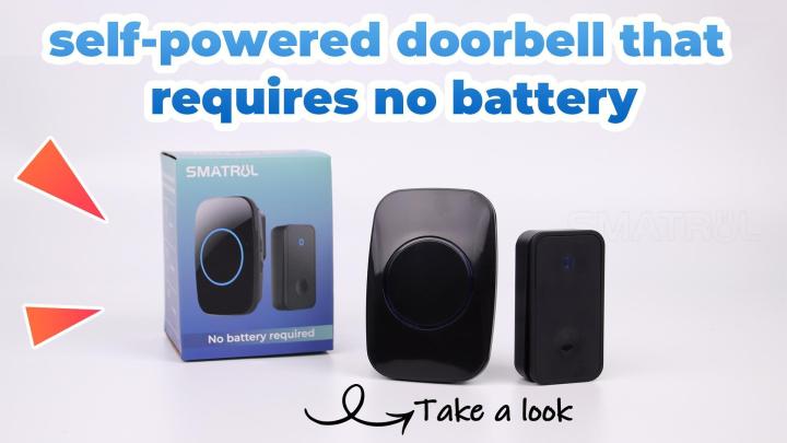 SMATRUL Self Powered Waterproof Wireless Doorbell Door bell No Battery ...