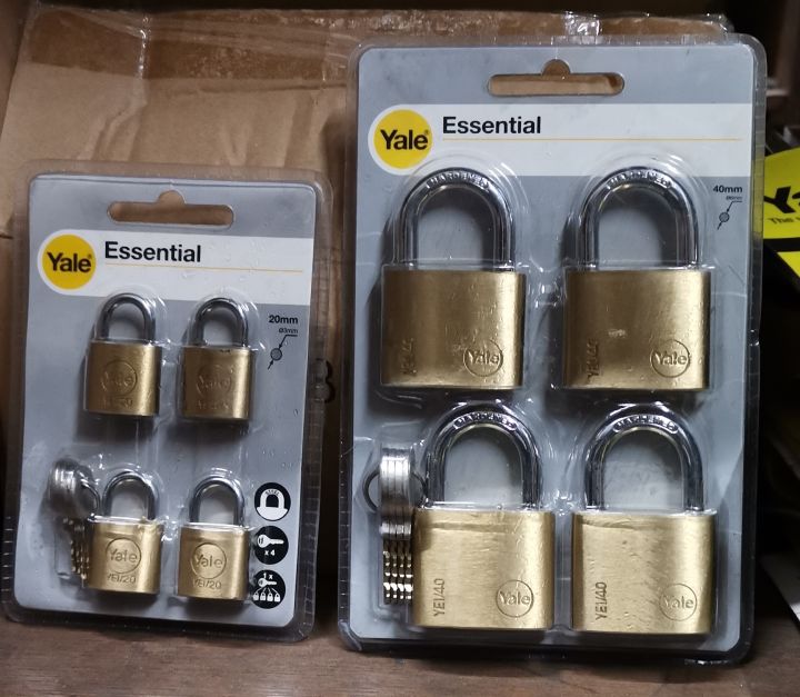 YALE ESSENTIAL SERIES BRASS PADLOCK KEY ALIKE 4PCS/SET #YE1/20/111/4 ( 20mm), YE1/40/122/4 ...