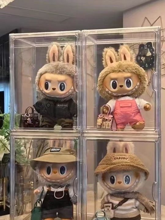 Labubu Acrylic Display Box Bubble Mat Toys Figure Showcase Transparent ...