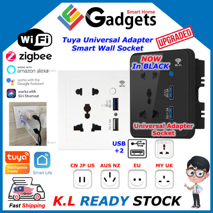 Tuya Smart Wall Socket Combo QC3.0 USB Charging Port WiFi ZigBee works ...