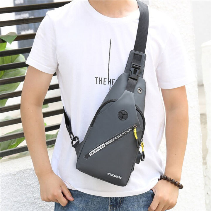 NEW Men's Crossbody Chest Bag USB shoulder Fashion Outdoor Bag Model ...