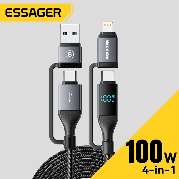 Essager 4 In 1 Digital Display USB Cable Type C 100W PD Fast Charging ...