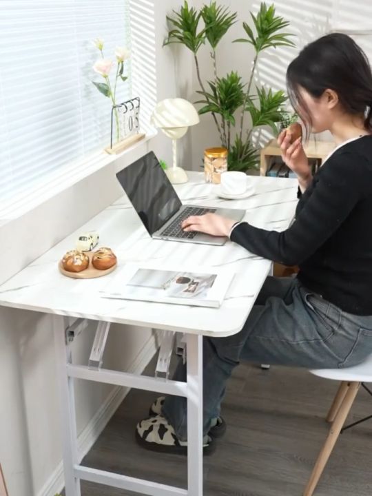 DIODIY Folding Table Double Layer thicken marbling wooden Foldable ...