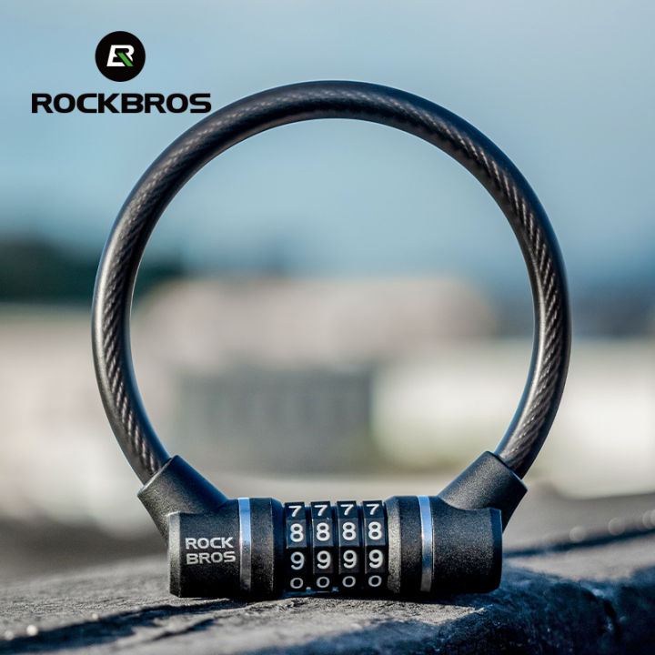ROCKBROS Bicycle Lock Portable Password Durable Steel Cable MTB Road ...