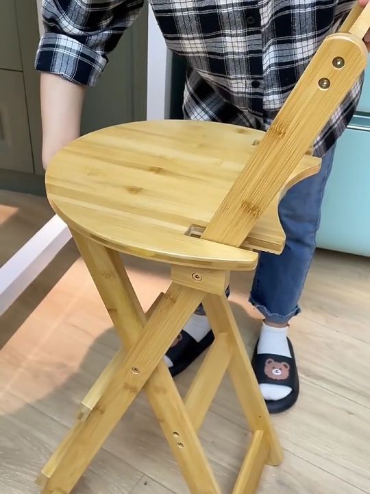 Bamboo Bar Chair Foldable 70/85/97CM Height Portable Children Adults ...