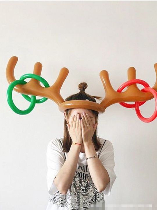 Inflatable Christmas Deer Antlers Headband Family Interactive Toy ...