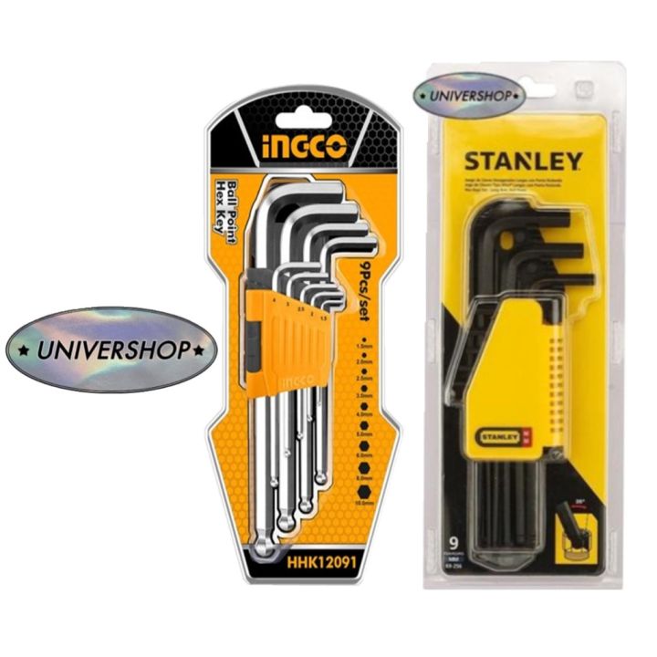 STANLEY INGCO FORCE hexagon allen key ball end type 1.5 TO 10MM /L key ...