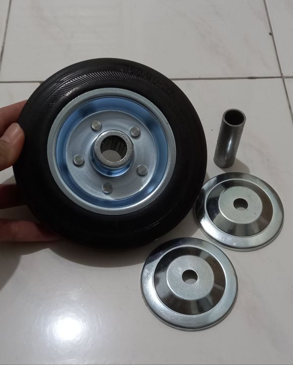 Roda troli Lori 6 inchi / 15,5 cm, include bushing (uk. 2cm)+ tutup ...