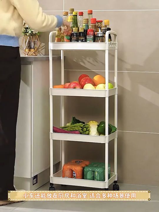 Trolley Cart Shelf 3/4/5 Tier Moving Rack Kitchen Storage Shelf ...
