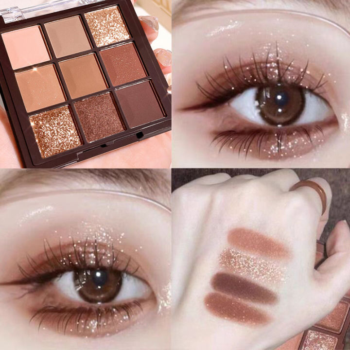 Internet Hot Nine Colors Eye Shadow Plate Earth Color Matte Thin and ...