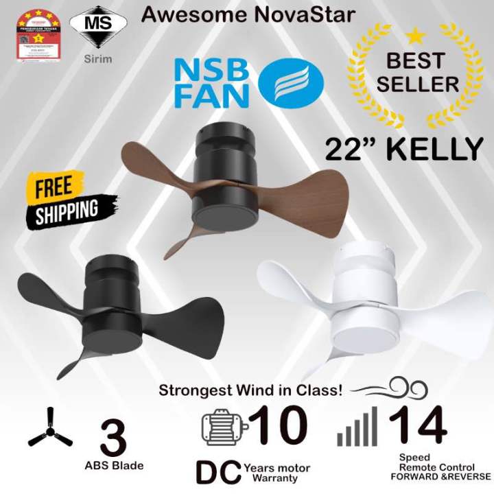 NSB Fan KELLY 22" 14 Speed DC motor ceiling fan Remote Control mini ...
