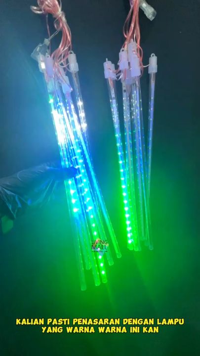 Lampu Meteor LED Warna-warni 50cm 8 Batang / Lampu Hujan Merah-Putih ...