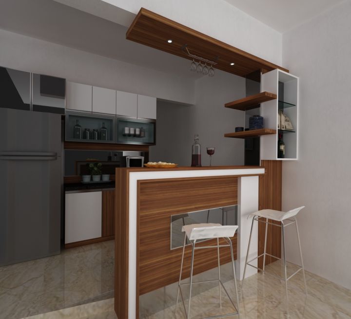 Kitchen plus meja bar, bahan multiplex dan full HPL | Lazada Indonesia