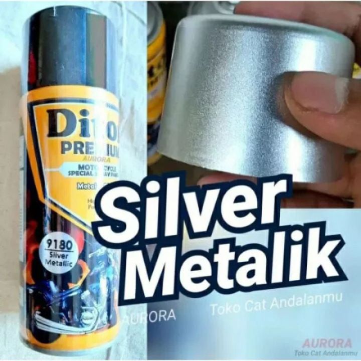 Cat Pilox semprot aerosol Diton Premium 9180 Silver Metallic perak ...