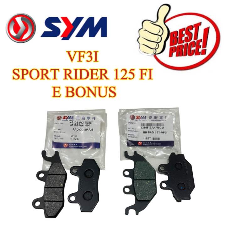 SYM VF3I VF3 I SPORT RIDER 125I E BONUS FRONT REAR BRAKE PAD BELAKANG ...