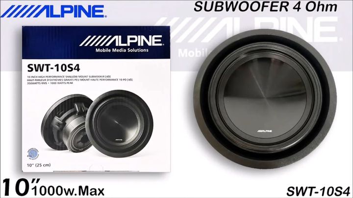 ALPINE SWT-10S4 ซับวูฟเฟอร์ขนาด 10" โครงปั้มสีดำ เบสหนัก เหล็กปั้ม ...