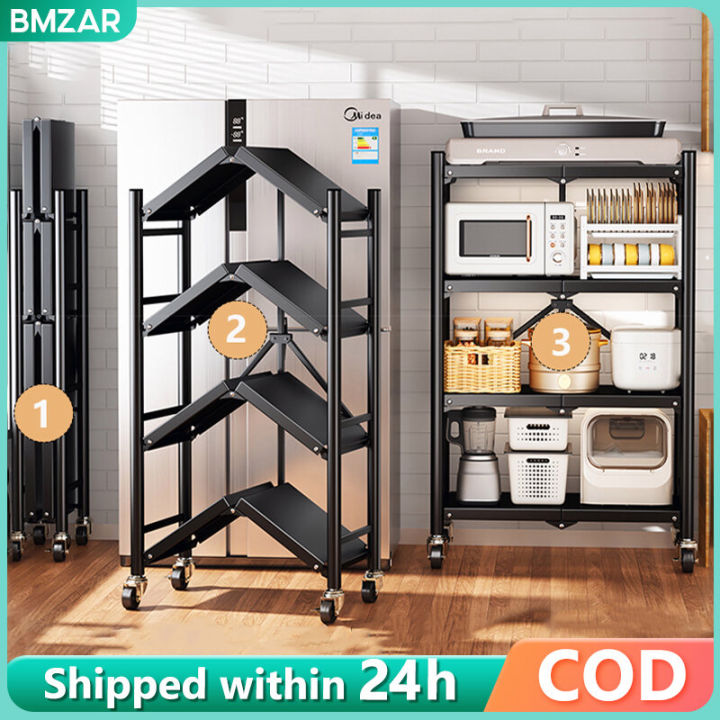 5 Layer Kitchen Rack organizer Metal Rack Foldable Rack With Wheels ...